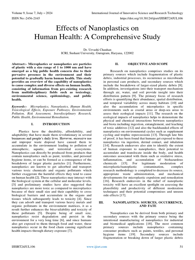 Nanoplastics and Human Health Impact | PDF | Inflammation | Immune System