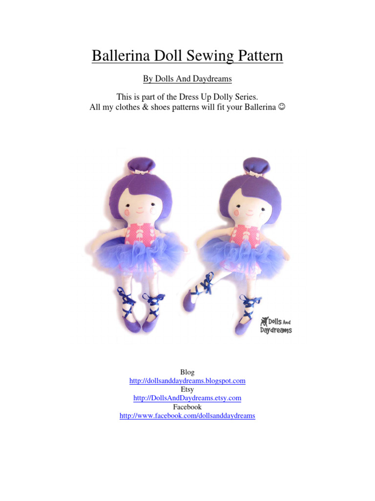 Ballerina Doll Sewing - Patern | PDF | Sewing | Embroidery