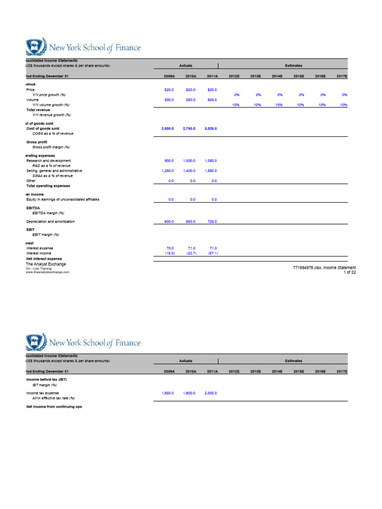 NYSF Practice Template | PDF | Working Capital | Income Statement