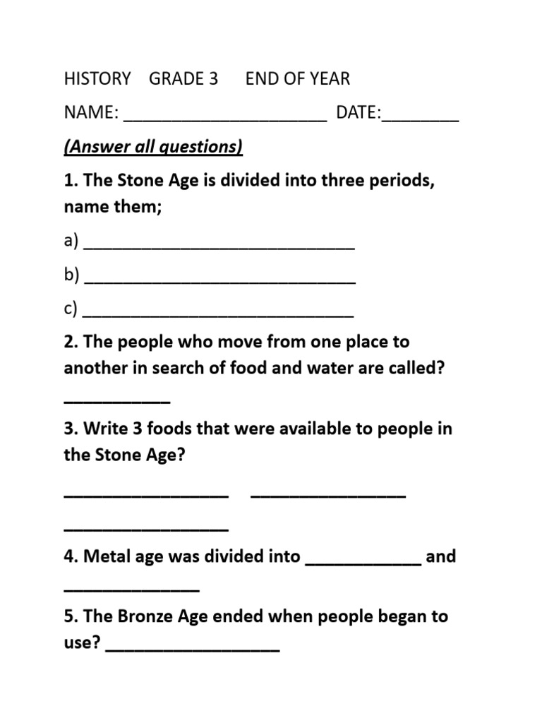 History Grade 3 End of Year | PDF | Paper