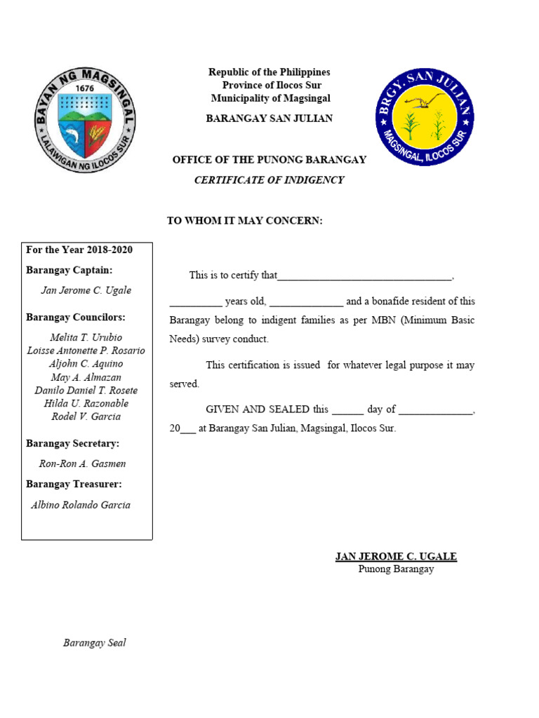 certificate of indigency | PDF