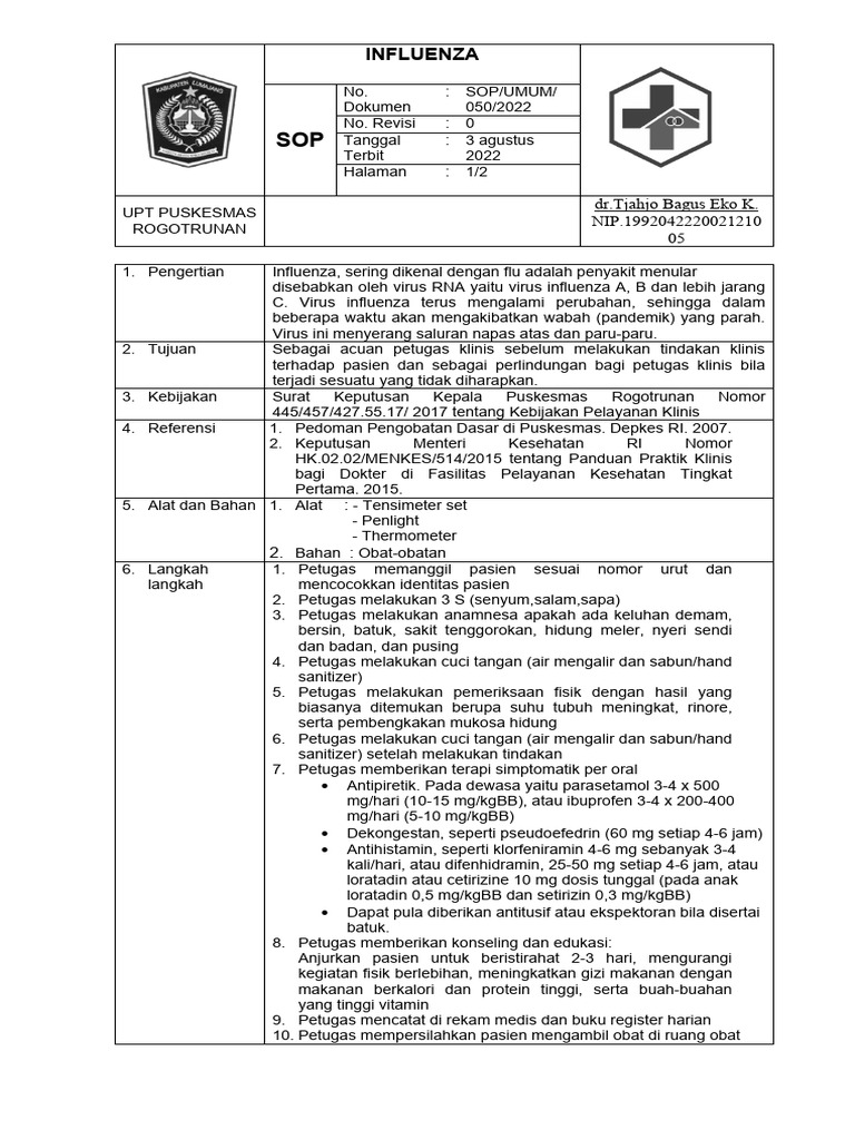 Sop Influenza | PDF