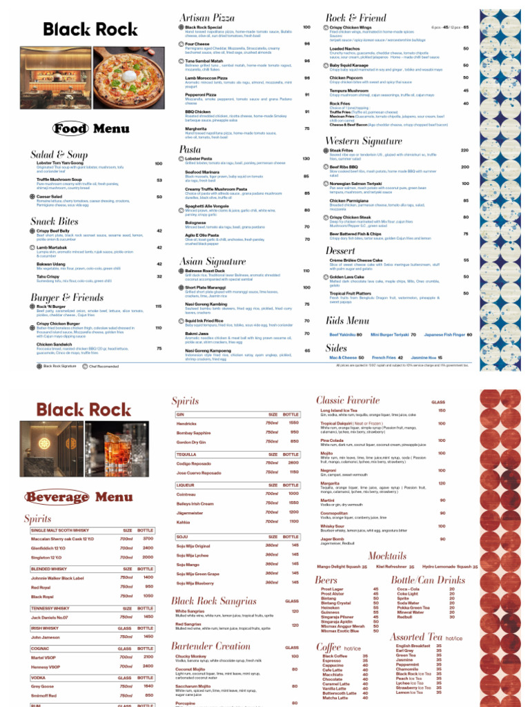Black Rock Menu | PDF