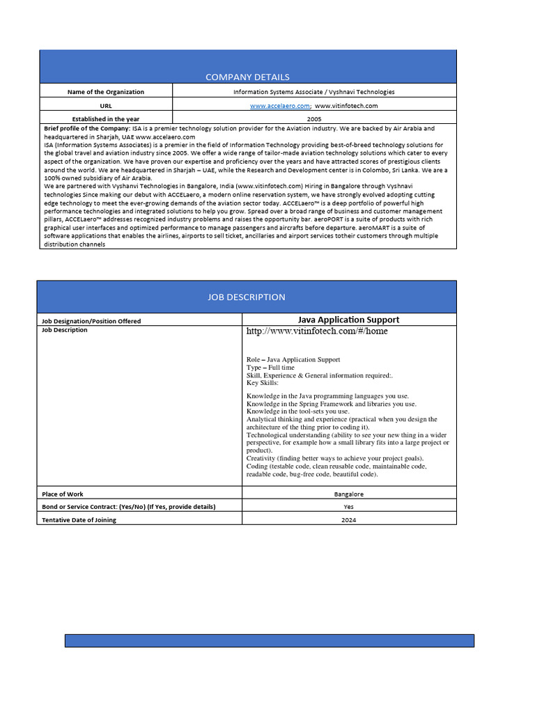 Information System Associate (ISA) - 2024-Java Support.. | PDF ...