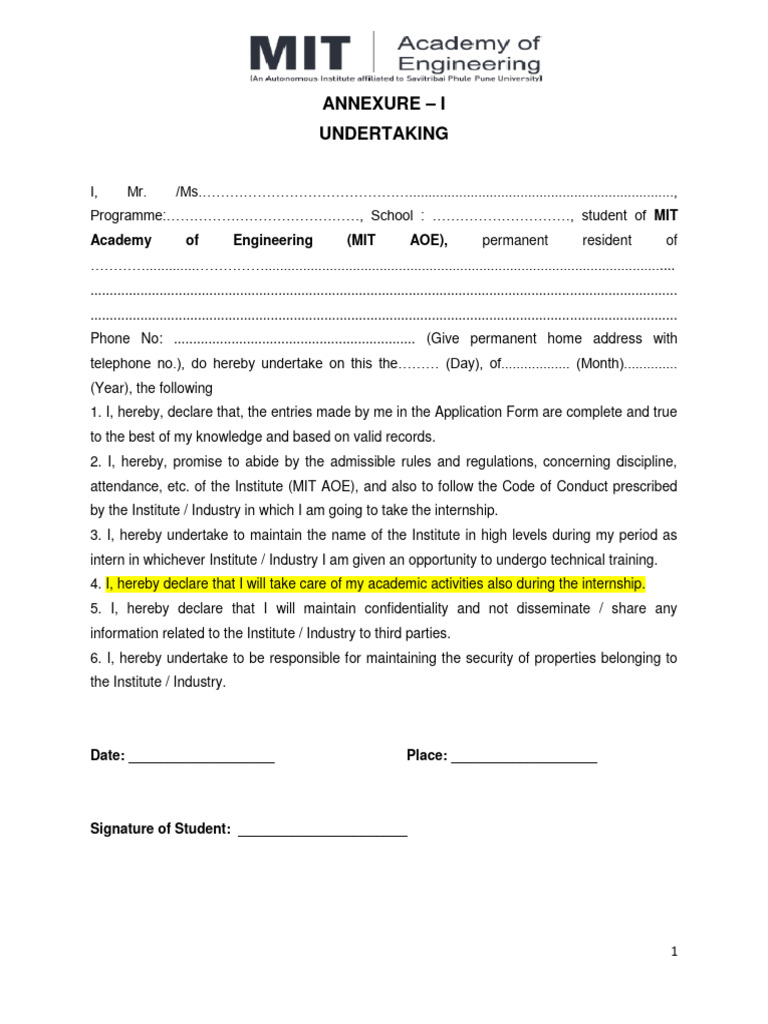 Annexures for Slip 2024 (Refer 1& 2) | Download Free PDF | Internship ...