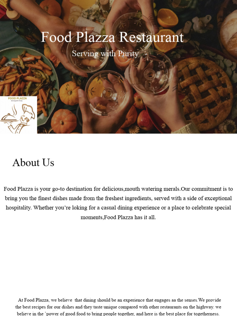 Food Plazza Serving With Purity | PDF | Restaurants | Menu