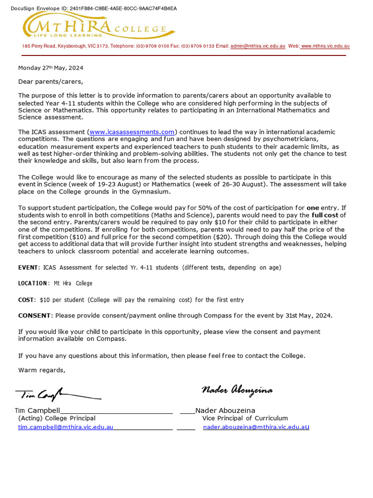 ICAS Event Letter | PDF | Behavior Modification | Cognition