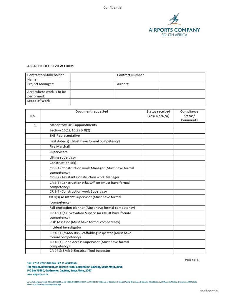 Annex G - Nat Form-Ohs00 She File Review Form | PDF | Occupational ...