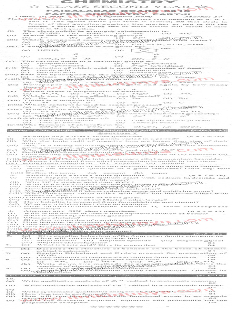 Past Papers 2015 Faisalabad Board Inter Part 2 Chemistry English Version | PDF