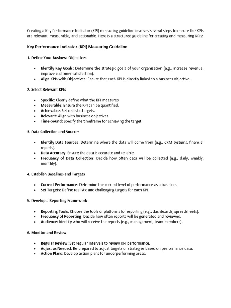 KPI Measuring Guideline & Matrix | PDF | Performance Indicator ...