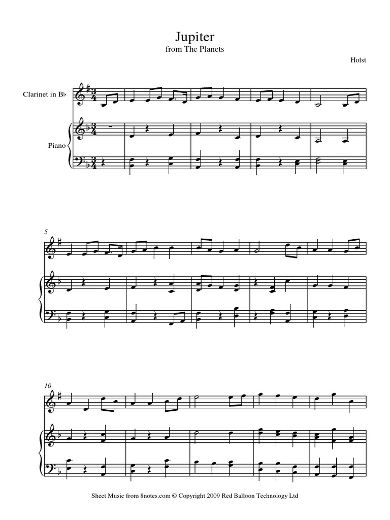 Holst Jupiter | PDF | The Planets | Compositions