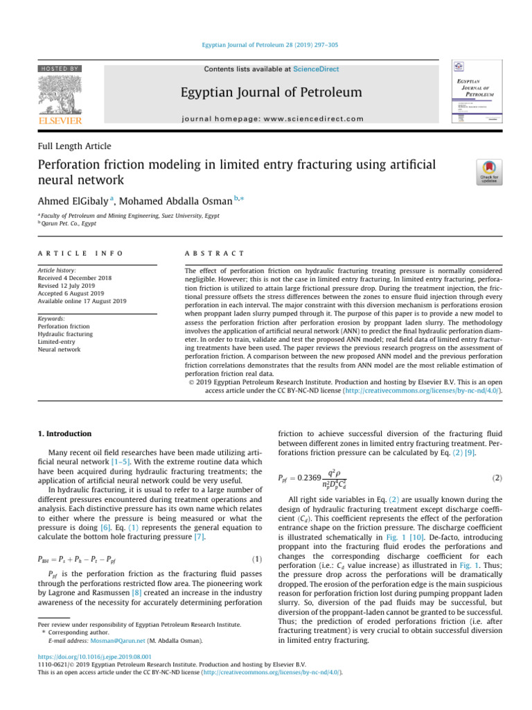 2019 - Perforation friction modeling in limited entry fracturing using artificial neural network ...
