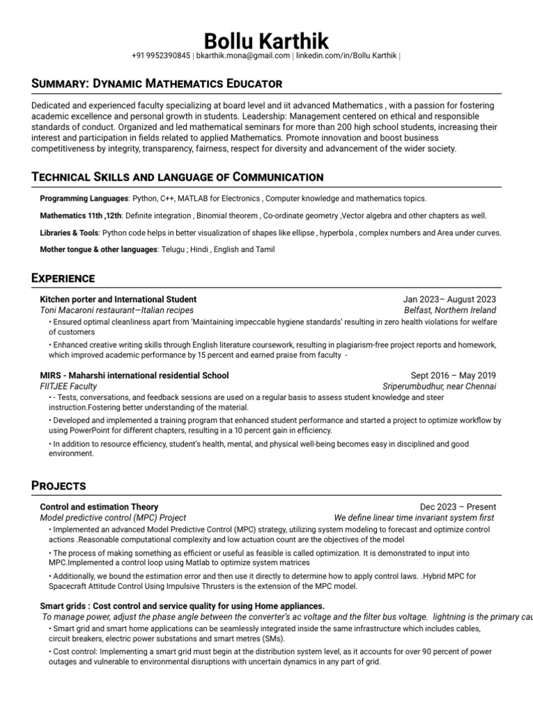 ATS Friendly Technical Resume | PDF | Smart Grid | Electrical Grid
