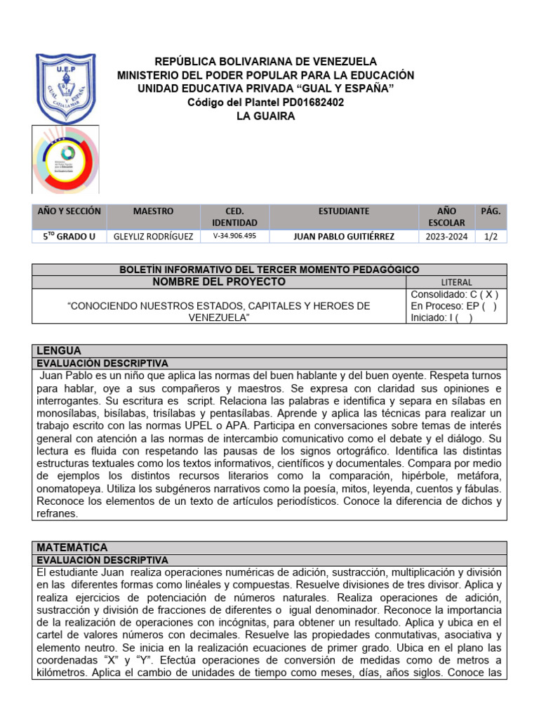 Boletas 4to y 5to | PDF | Venezuela | Entorno natural