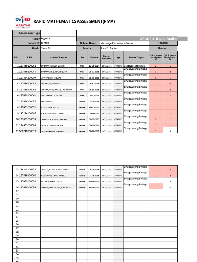 RMA G3Scoresheet v3.XlsxG3-C0smos 2023-2024 | PDF