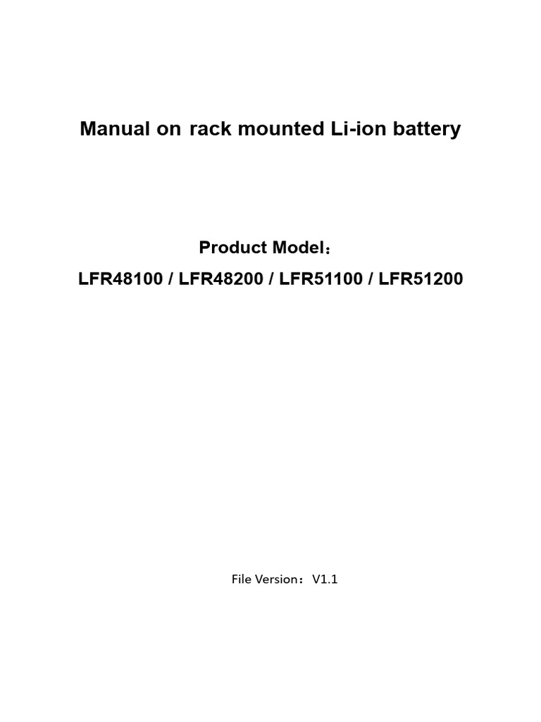 Operation Manual For LFR Series Rack-Mounted Battery | PDF | Power Inverter | Electrical Engineering
