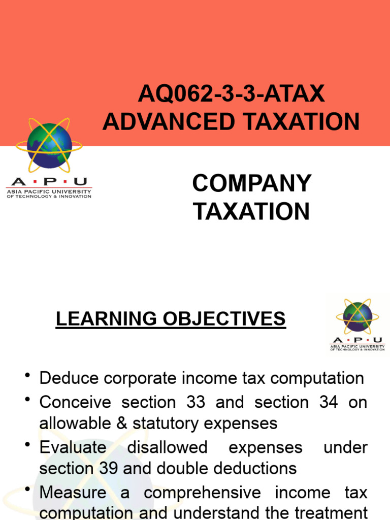 Company Taxation | PDF | Expense | Corporate Tax