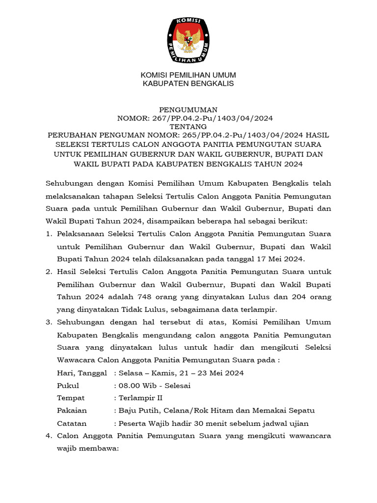 Perubahan Pengumuman Hasil Seleksi Tertulis Dan Jadwal Wawancara PPS | PDF Perubahan Pengumuman Hasil Seleksi Tertulis Dan Jadwal Wawancara PPS | PDF