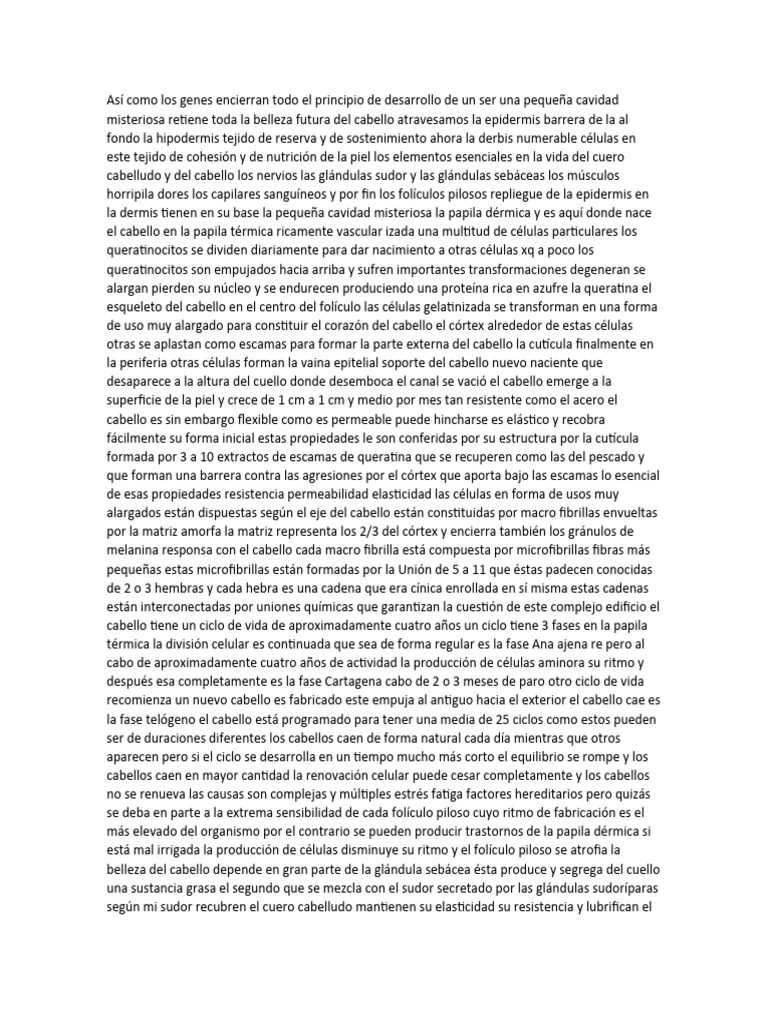 El Cabello Crecimiento Estructura Capilar y Color | PDF | Pelo | Piel