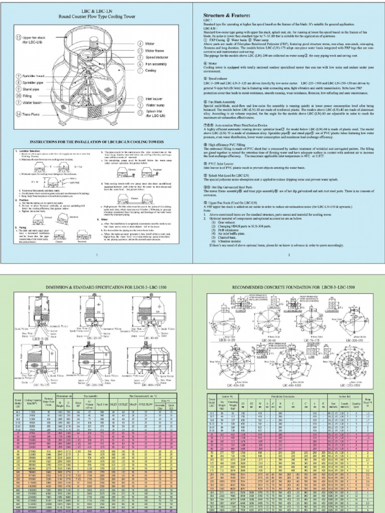 Liang Chi Cooling Tower - Round Type - LBC - Counterflow | PDF