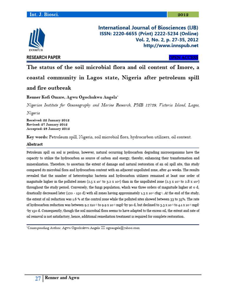 Soil Microbial Flora Post-Oil Spill | PDF | Petroleum | Oil Spill