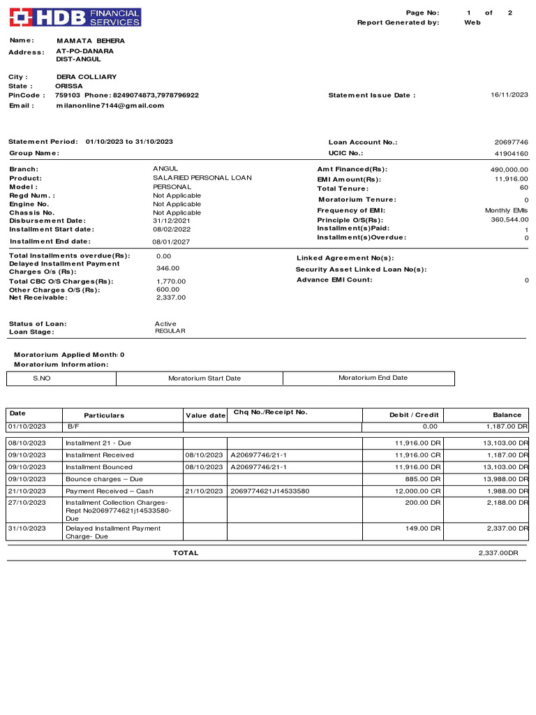 SOA Letter | PDF | Cheque | Debits And Credits