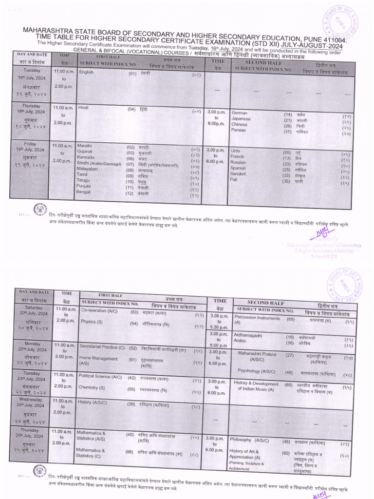 Timetable HSC Gen and Bifocal 4989504e05 | PDF