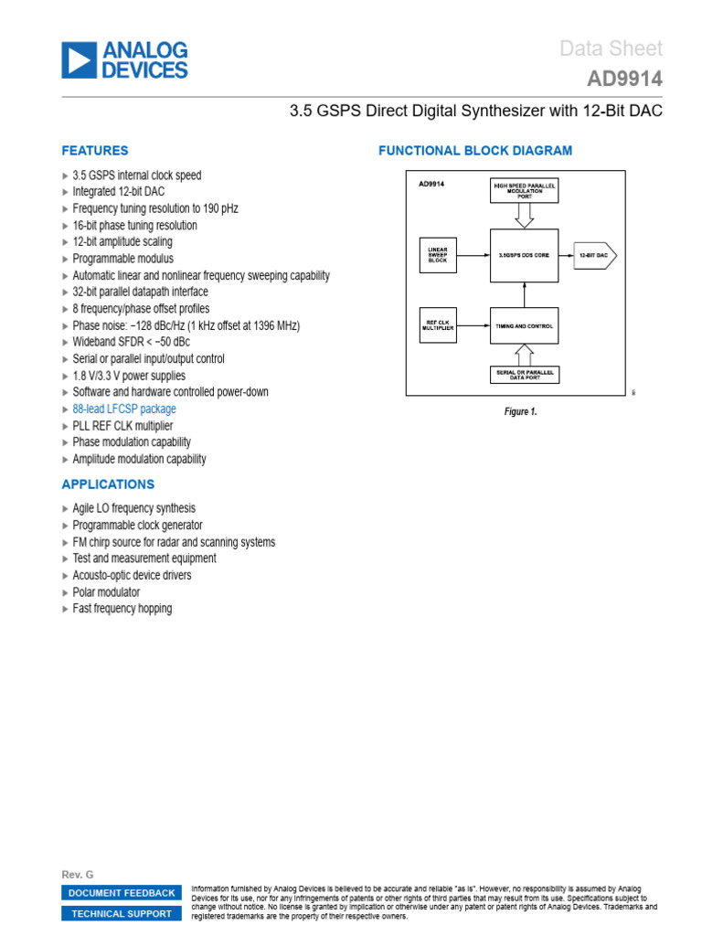 AD9914 | PDF | Electrical Engineering | Information And Communications ...