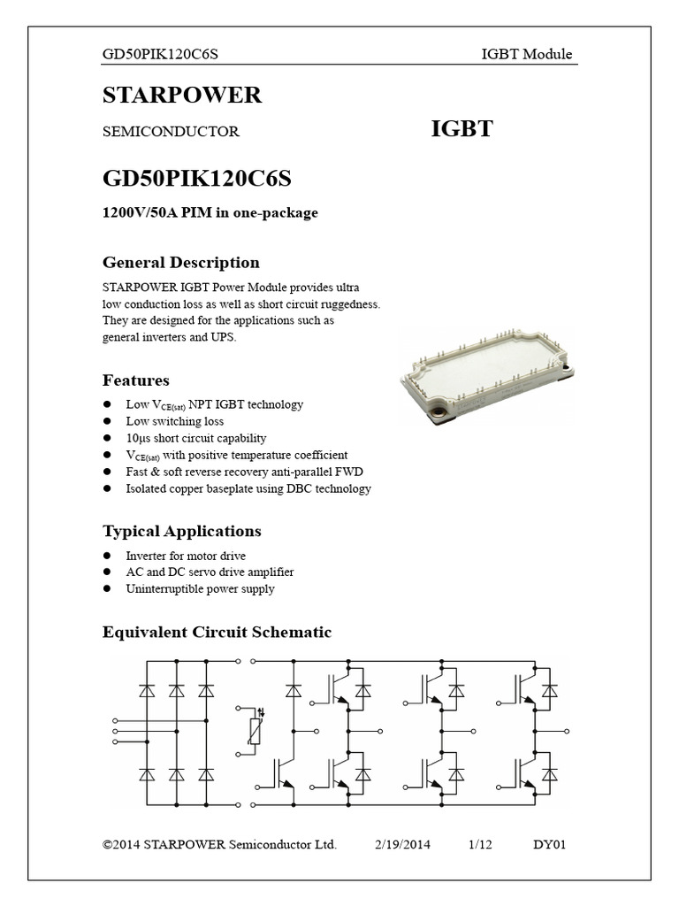 GD50PIK120C6S igbt module | PDF | Power Inverter | Diode
