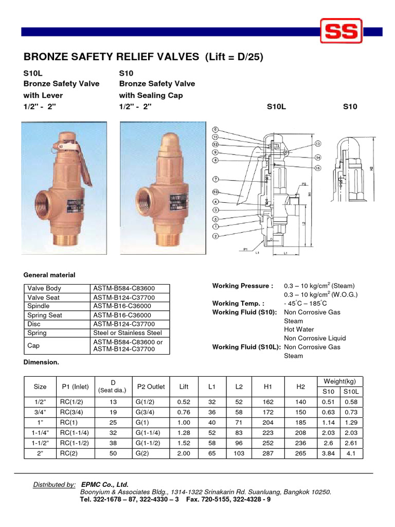 SS Model S10 Casing Relief Valve | PDF | Valve | Plumbing
