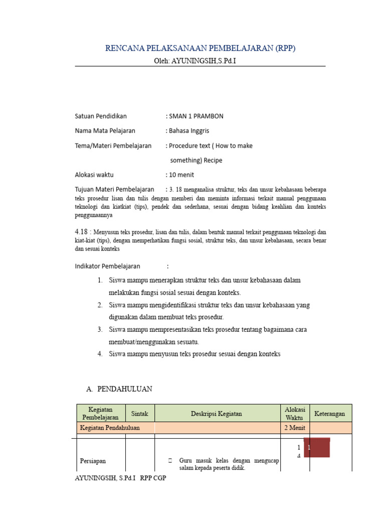 RPP Bahasa Inggris | PDF | Karier & Perkembangan