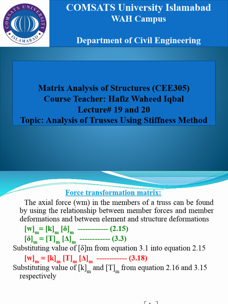 Matrix Analysis of Structures CEE305 Lecture#19 and 20 | PDF ...