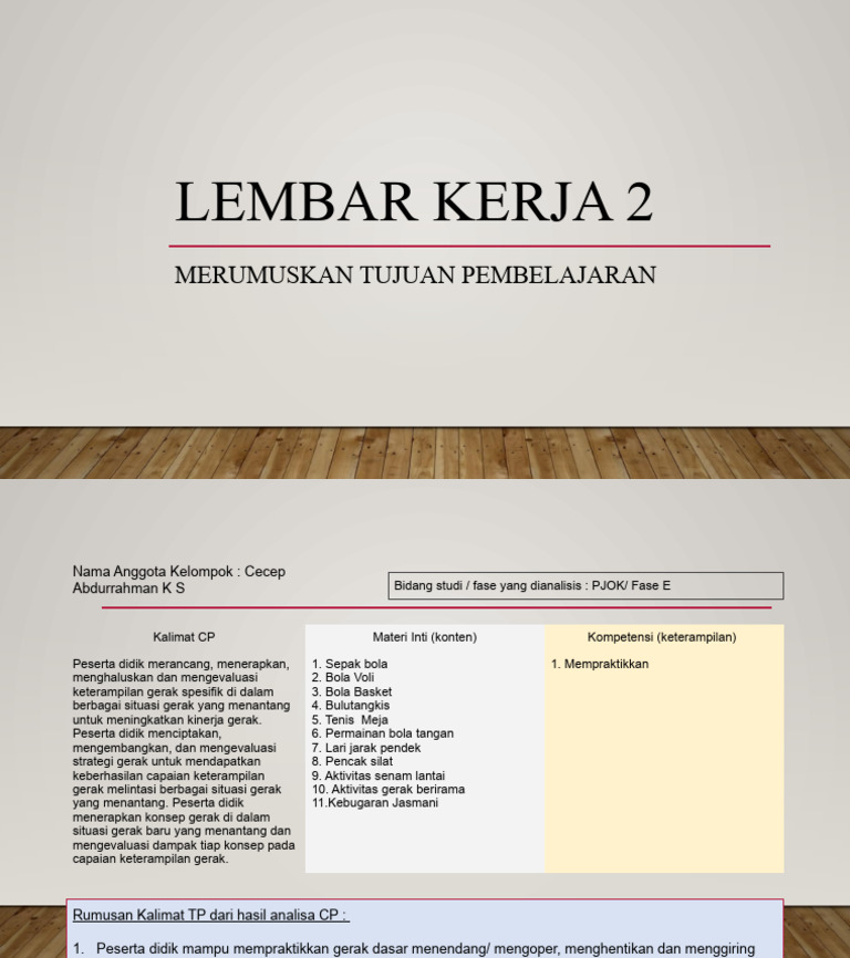 LK-1 Penyusunan TP PJOK Cecep | PDF | Karier & Perkembangan