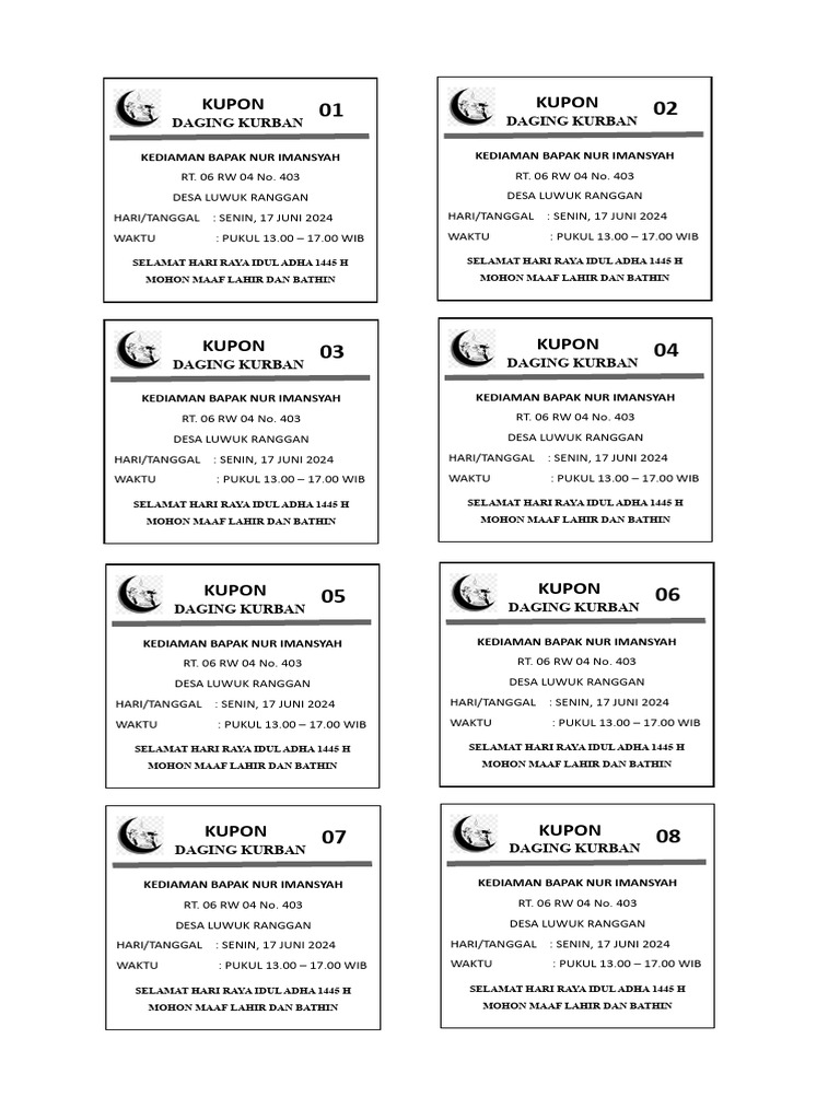 Kupon Idul Adha | PDF