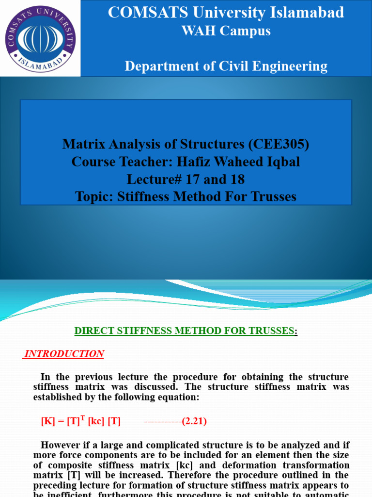 Matrix Analysis CEE 305 Truss | Download Free PDF | Cartesian ...