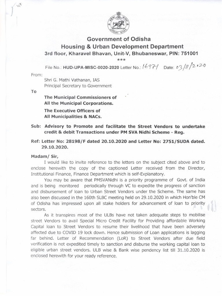 Advisory To Promote - PMSVANidhi - 03112020 | PDF