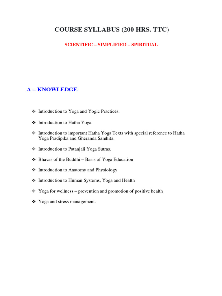 Syllabus 200 HRS TTC | PDF
