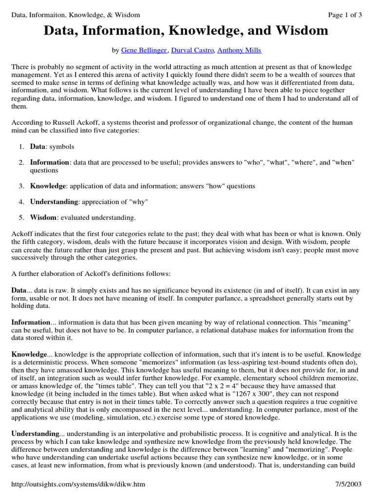 Data-Information-Knowledge | PDF | Information | Knowledge