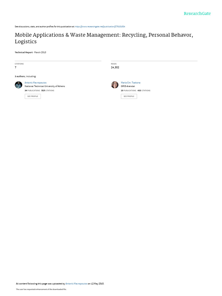 Waste Managament | PDF | Mobile App | Mobile Phones Waste Managament | PDF | Mobile App | Mobile Phones