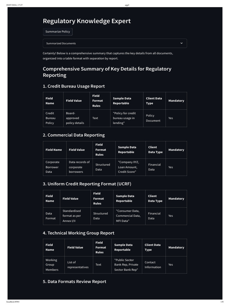 Regulatory Knowledge Expert: Comprehensive Summary of Key Details For Regulatory Reporting | PDF ...