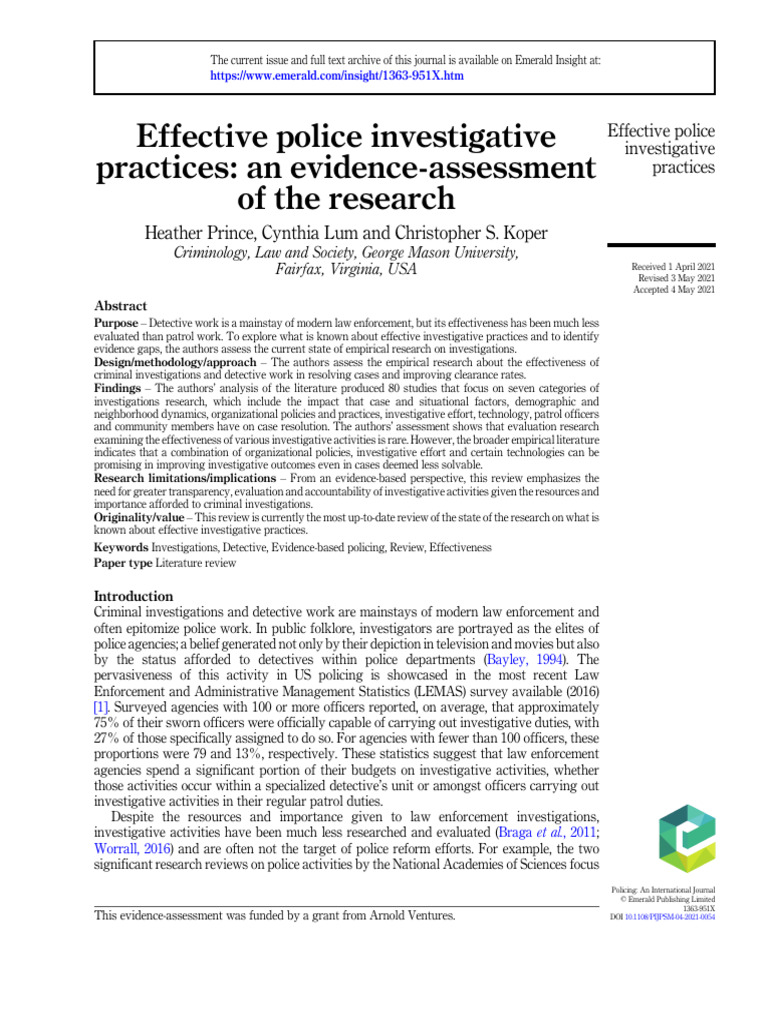 2021-Prince-Lum-Koper-Effective-Investigations | Download Free PDF ...