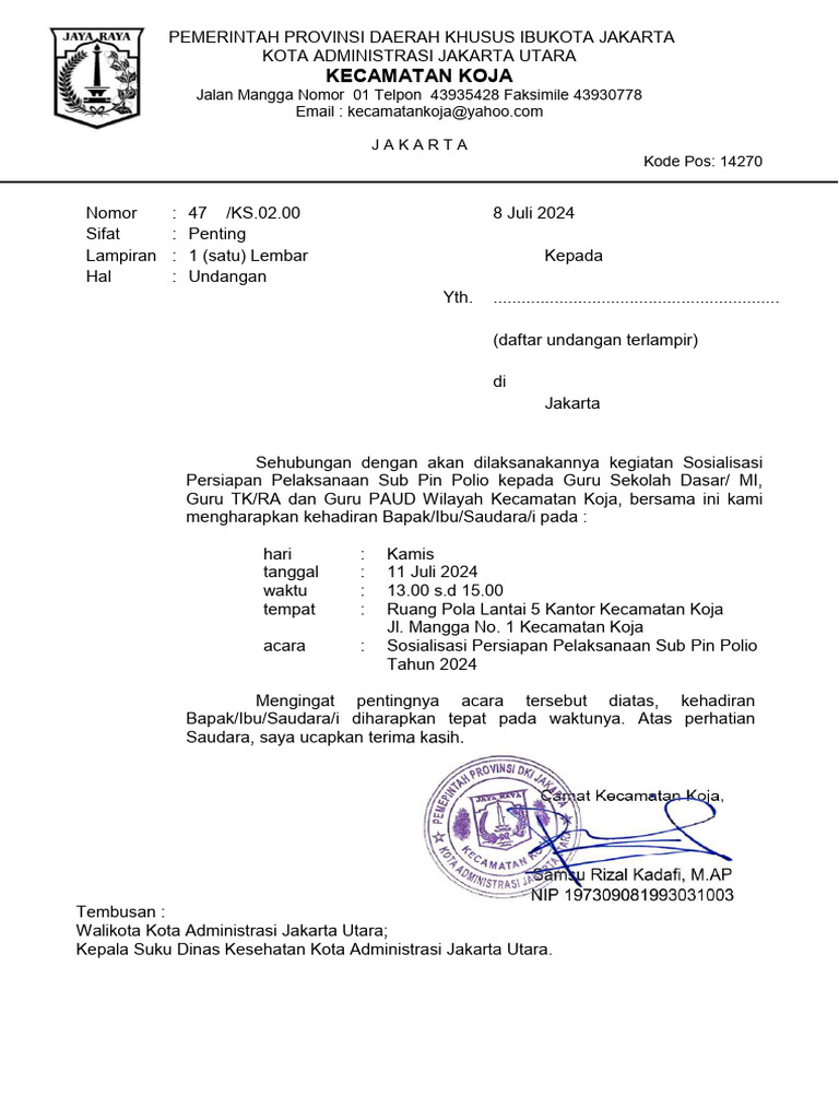 Undangan Sosialisasi Sub Pin Polio Guru 11072024 | PDF