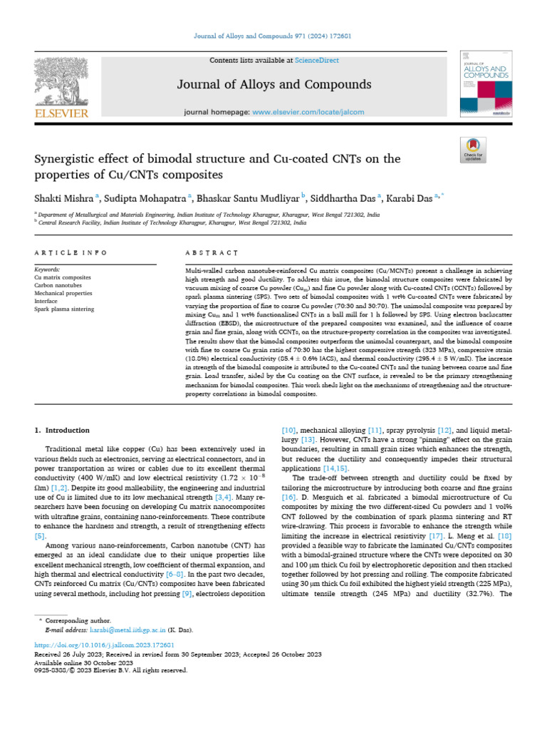 Synergistic Effect Of Bimodal Structure And Cu Coated Cnts On The