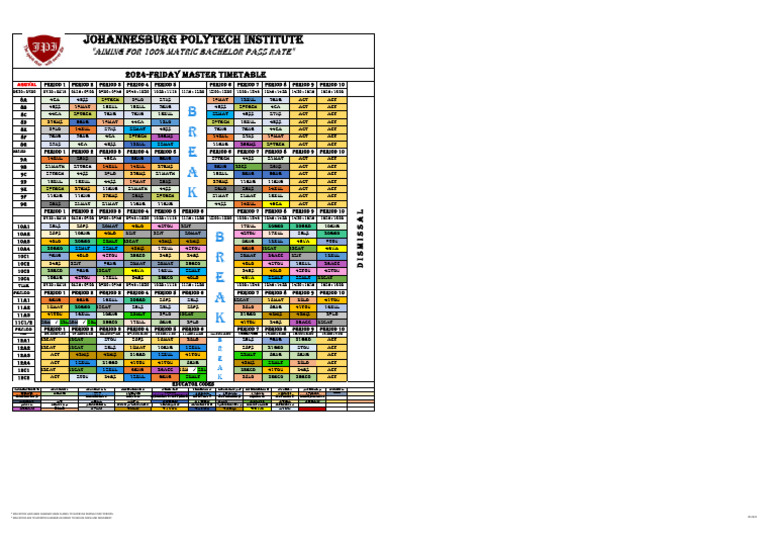 Johannesburg Polytechnic 2024 Timetable | PDF