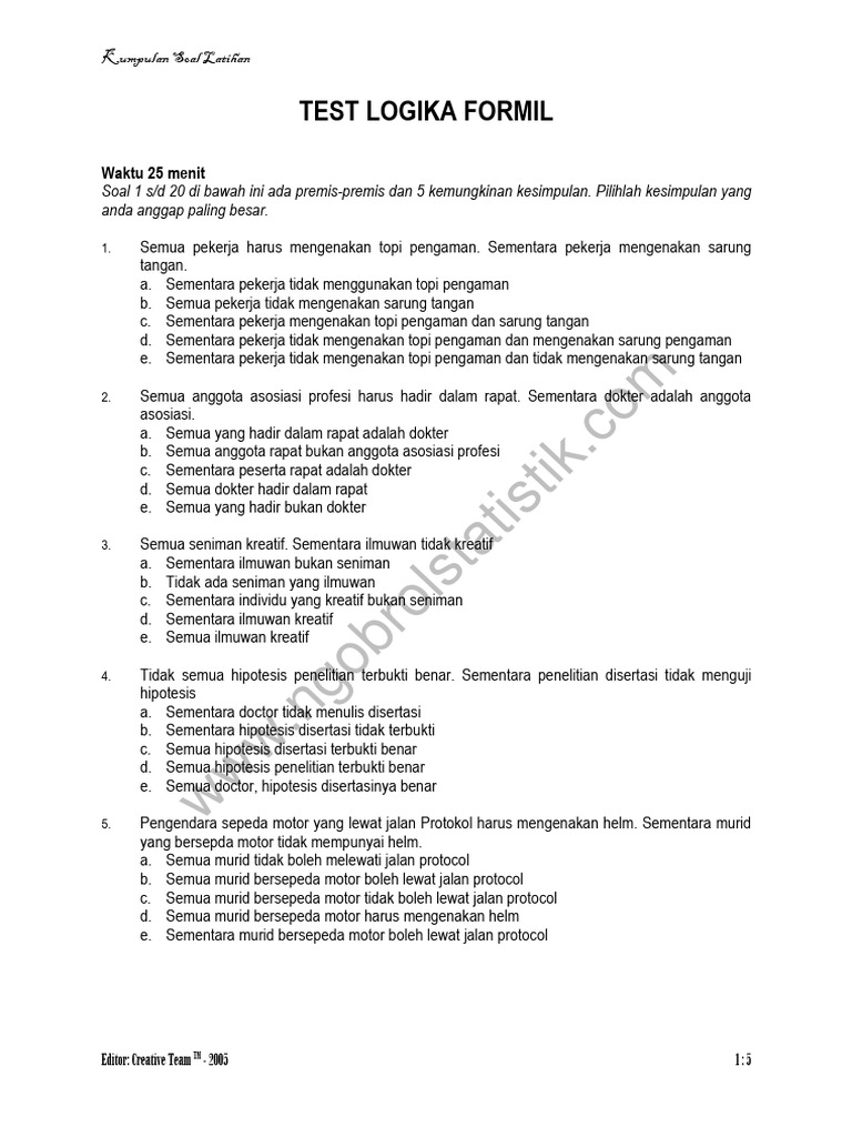 1 Psikotest Logika 1 1 Pdf