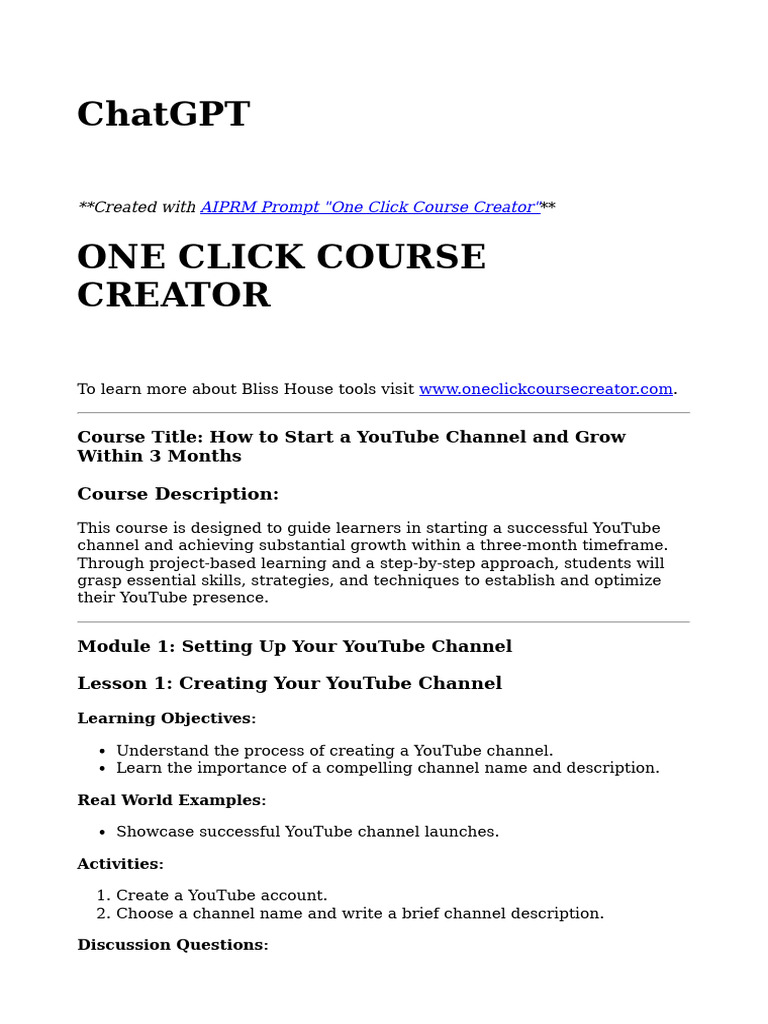 Chatgpt Thread 4 | PDF | You Tube | Learning