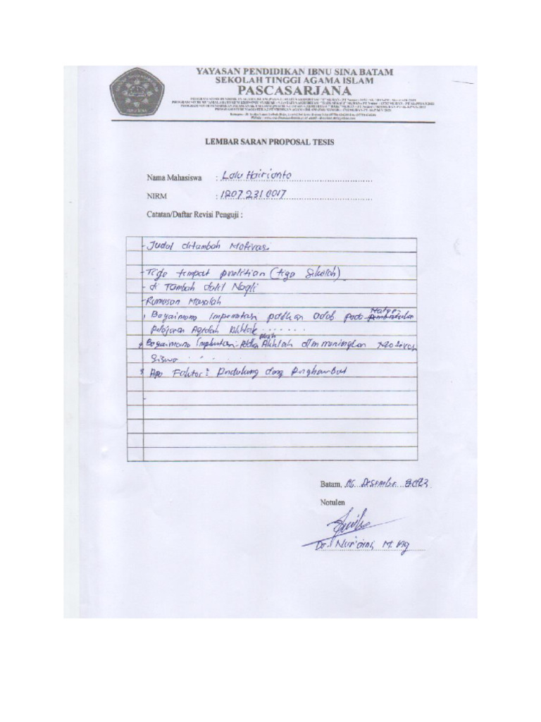 Catatan Seminar Proposal Lalu | PDF