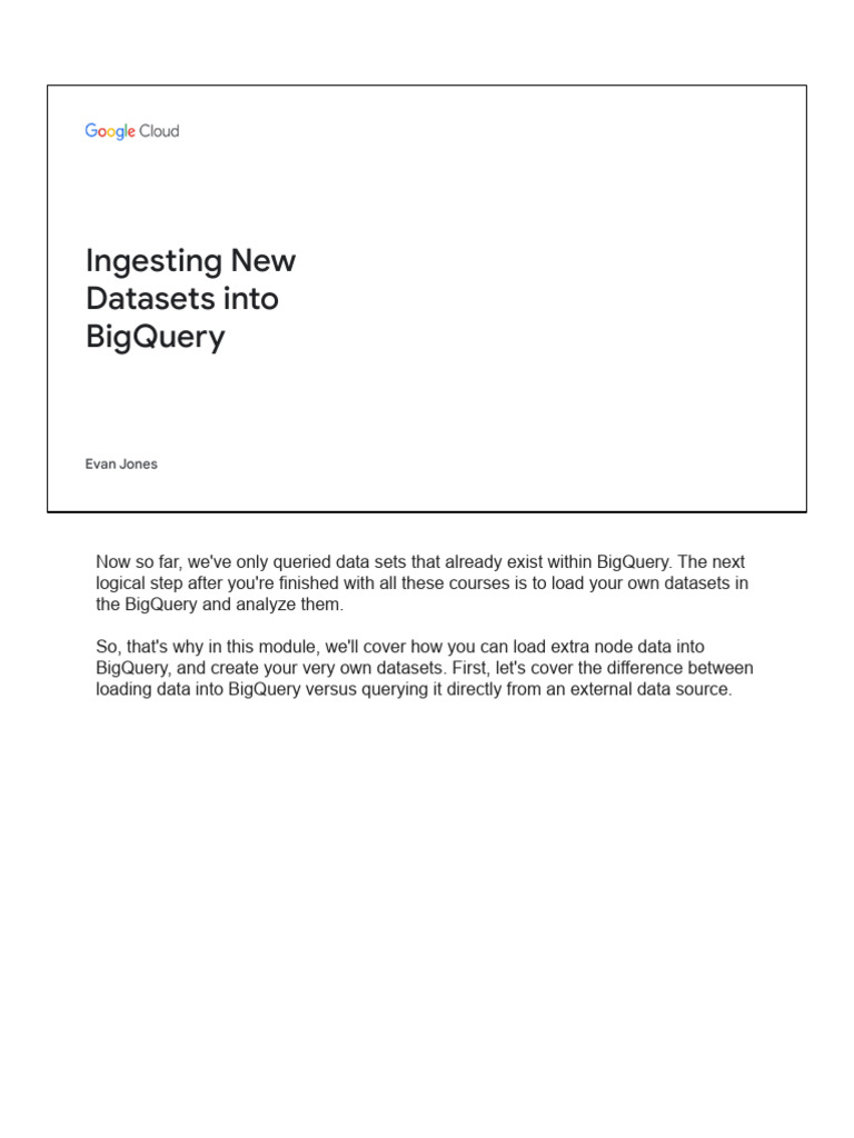 M2ingestingnewdatasetsintobigquery Pdf Comma Separated Values Cloud Computing 