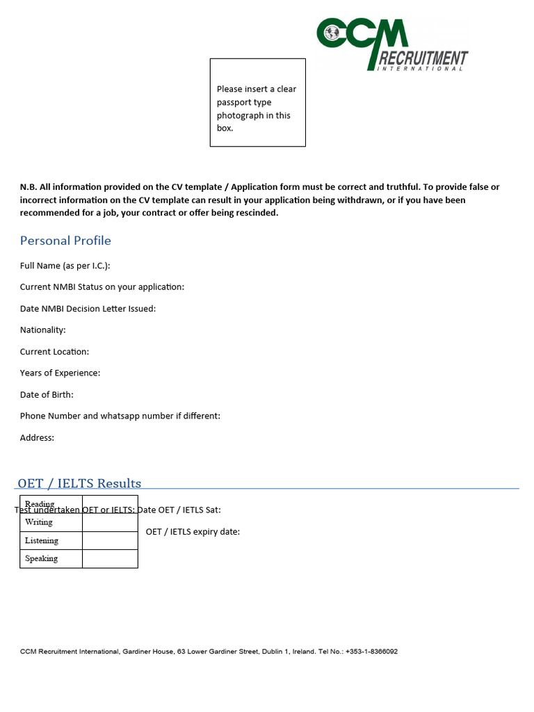 CCM CV Template With Photograph Box - Final - 26042022 - Copy 2 | PDF ...