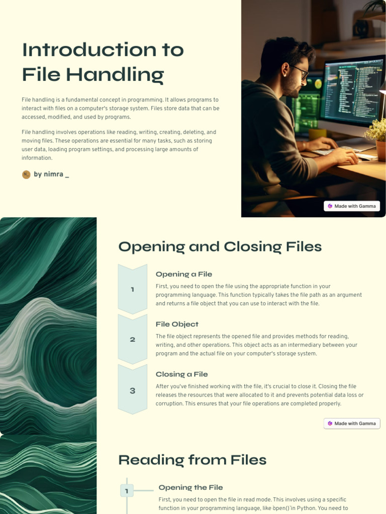 Introduction To File Handling | PDF | Computer File | Directory (Computing) Introduction To File Handling | PDF | Computer File | Directory (Computing)